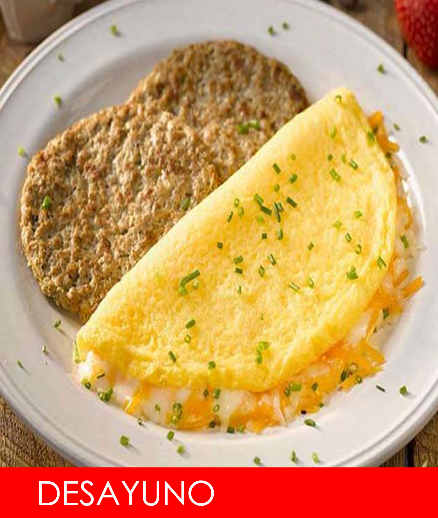 FNB029- Omelet de Jamon, Queso, Vegetales con Salchicha y Hash Browns ...